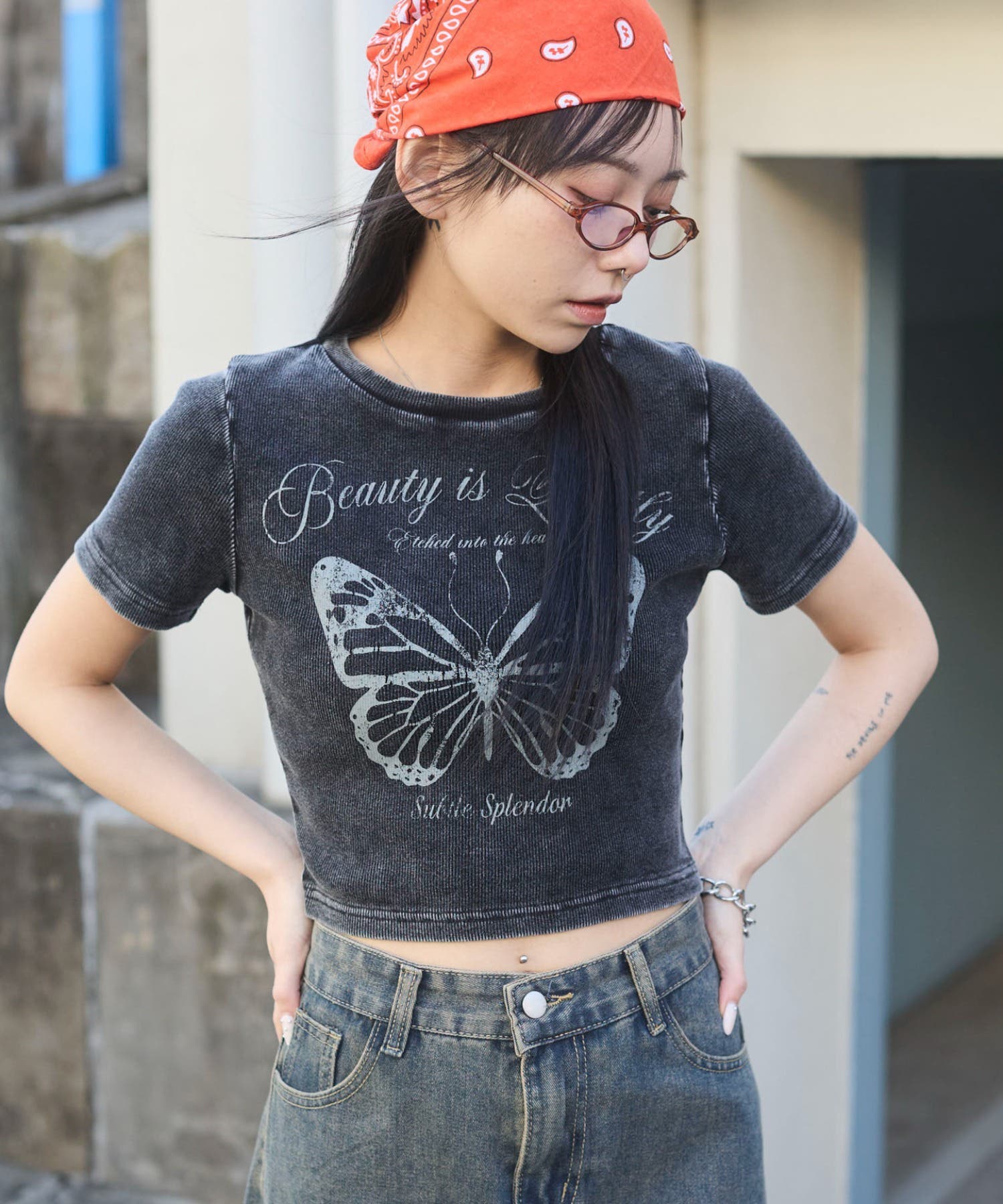 ヴィンテージウォッシュグラフィックリブT[品番：WG010093555]｜WEGO【WOMEN】（ウィゴー）のレディースファッション通販｜SHOPLIST（ショップリスト）